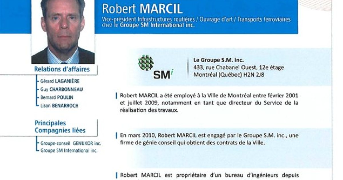 Commission Charbonneau: Robert Marcil témoignera la semaine prochaine