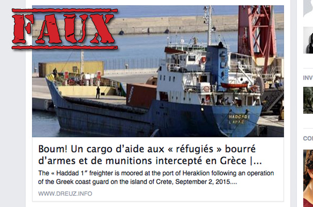 Non, un cargo d'aide aux réfugiés rempli d'armes n'a pas été intercepté ...
