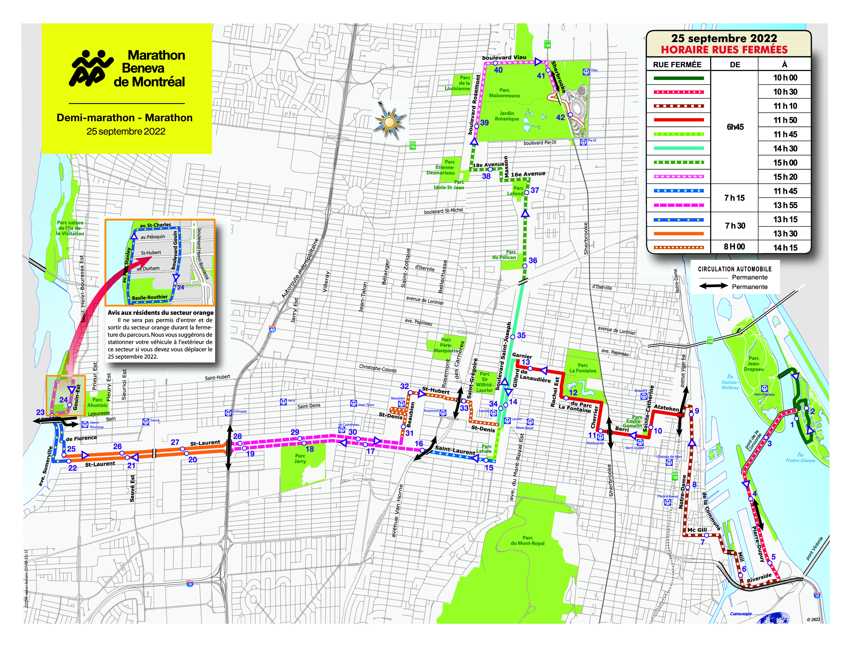 Zones de circulation interdite lors du Marathon de Montréal